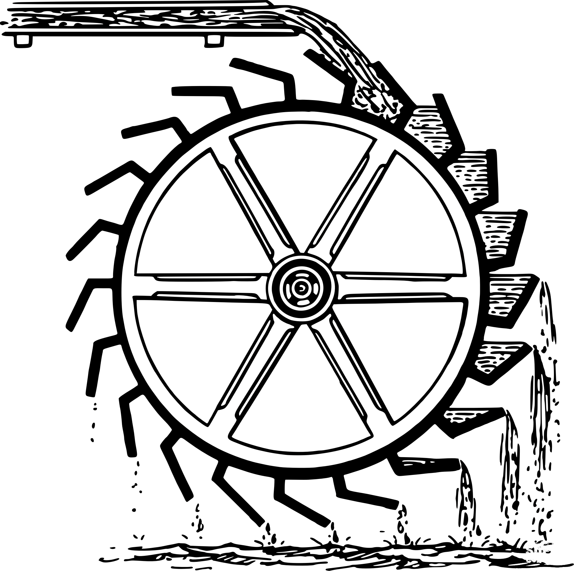 Vintage Water Wheel coloring page - ColouringPages