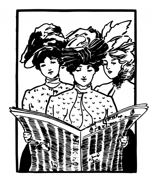 Vintage Women Reading a Newspaper coloring page - ColouringPages