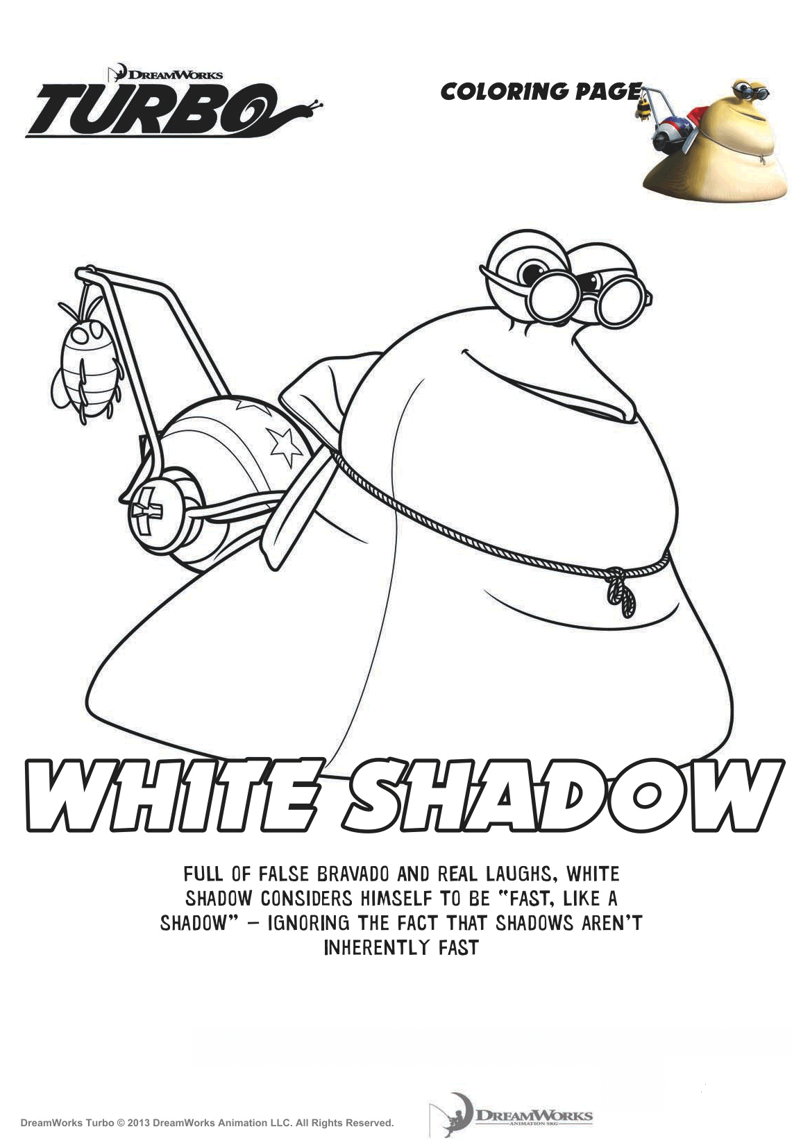 White Shadow from Turbo coloring page - ColouringPages