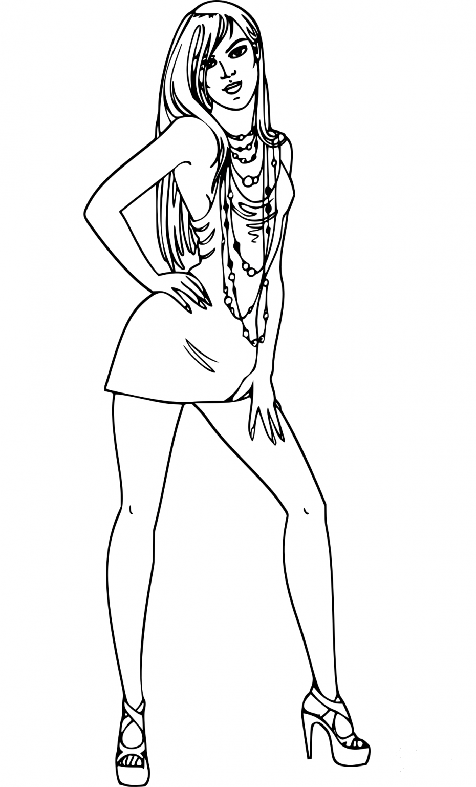 Woman in Short Dress coloring page - ColouringPages