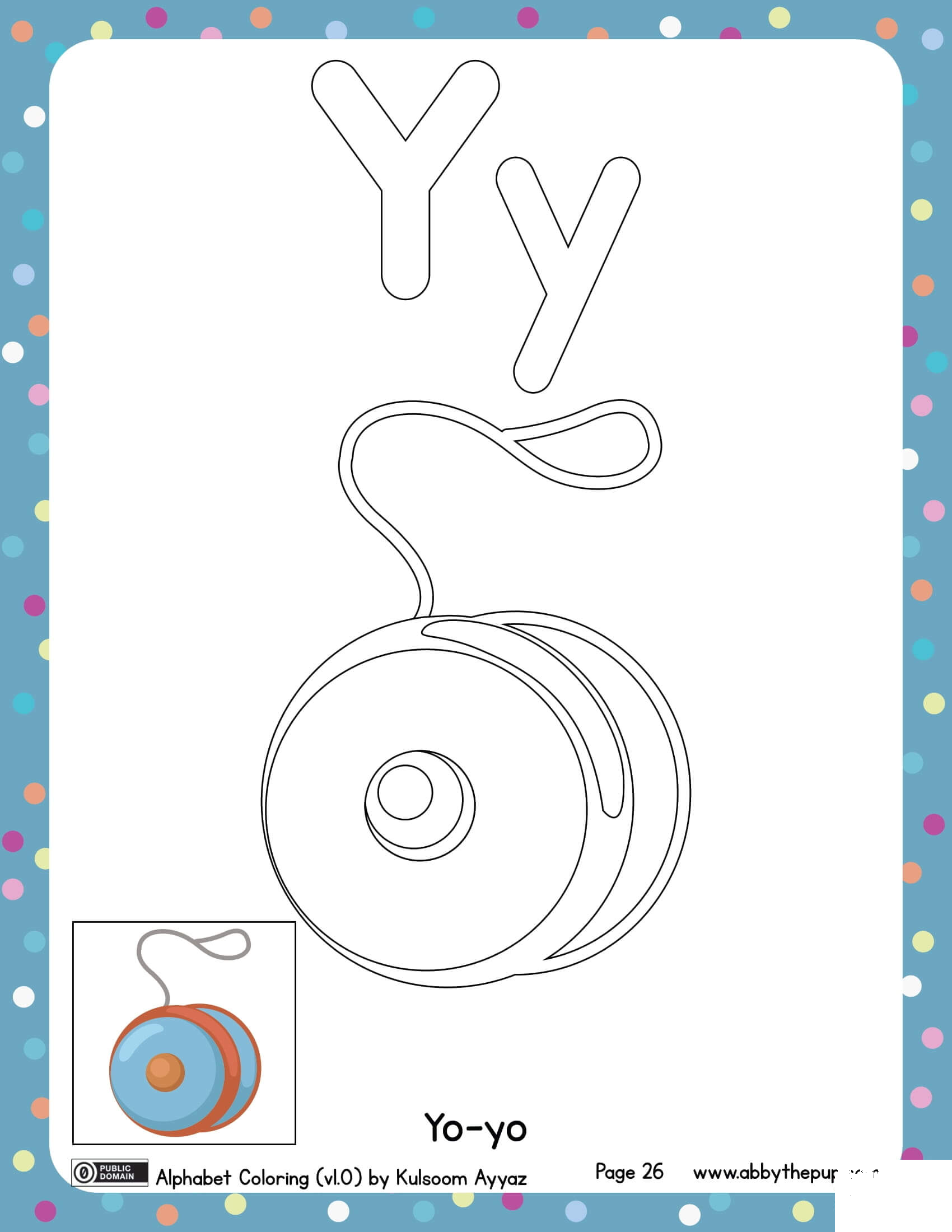 Y is for Yo-Yo coloring page - ColouringPages