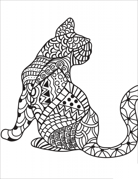 Zentangle Cat coloring page - ColouringPages