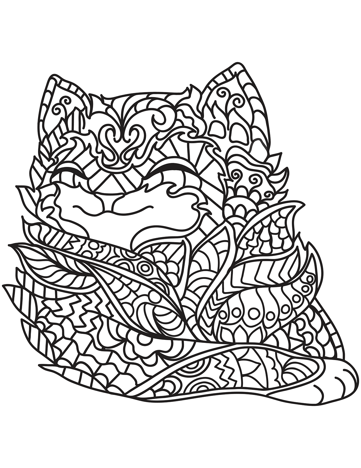 Zentangle Cat coloring page - ColouringPages
