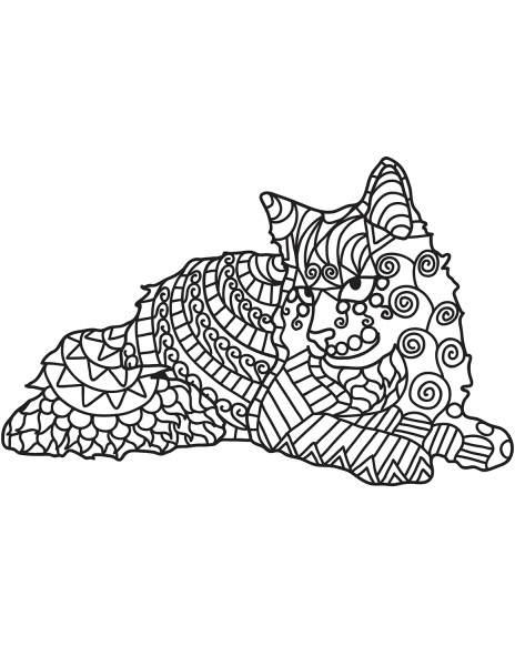 Zentangle Cat coloring page - ColouringPages