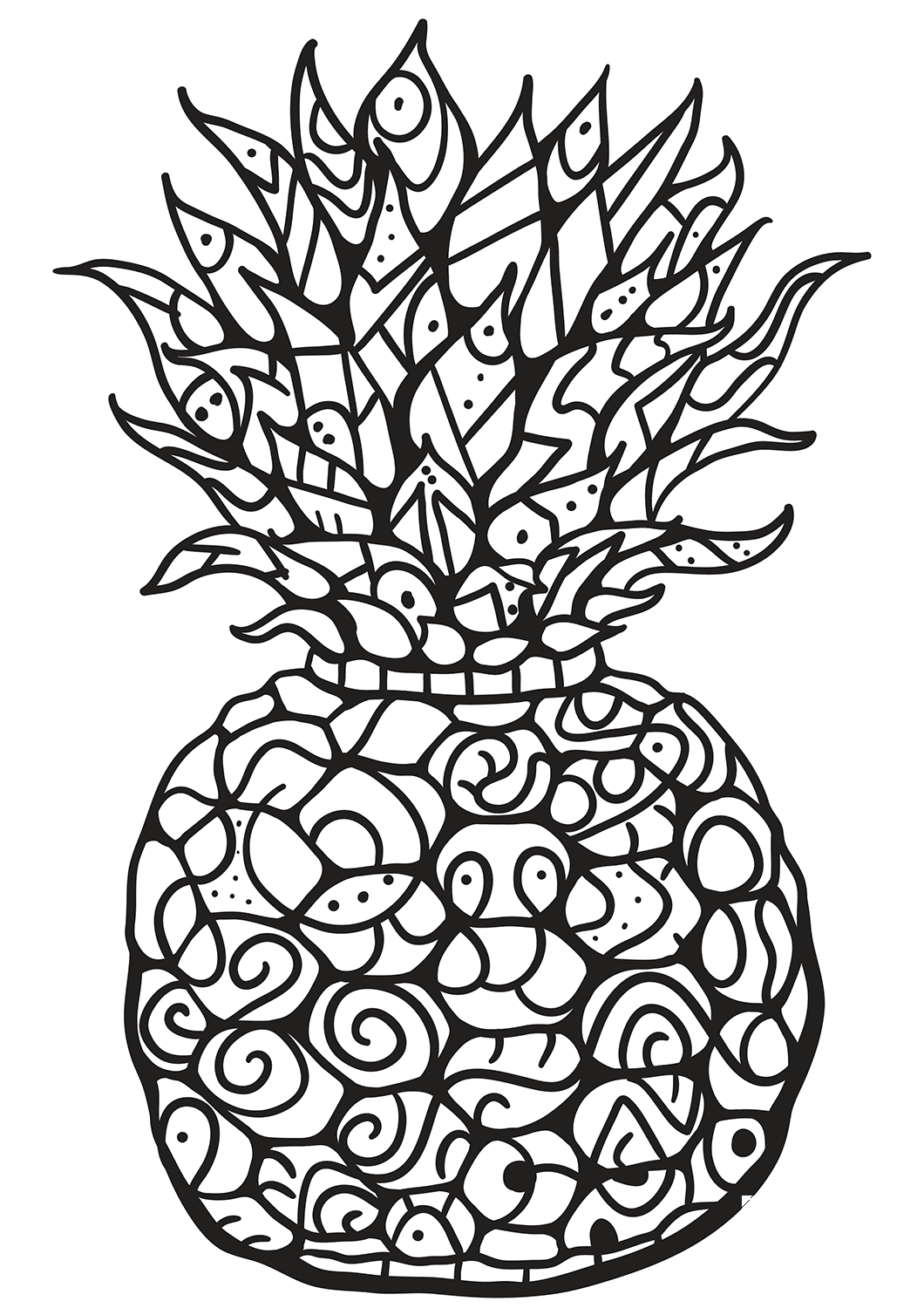 Zentangle Pineapple coloring page - ColouringPages