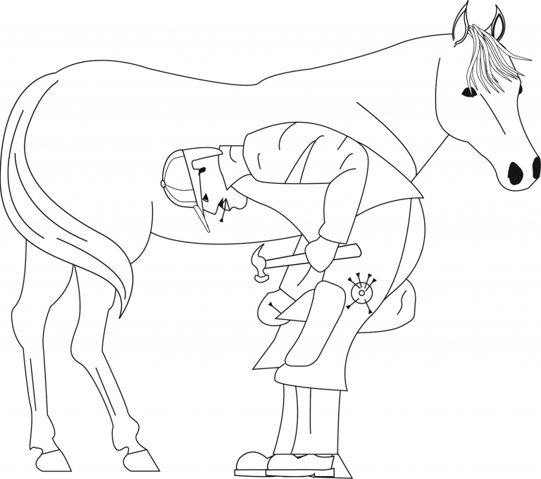 Blacksmith Shoeing a Horse coloring page - ColouringPages