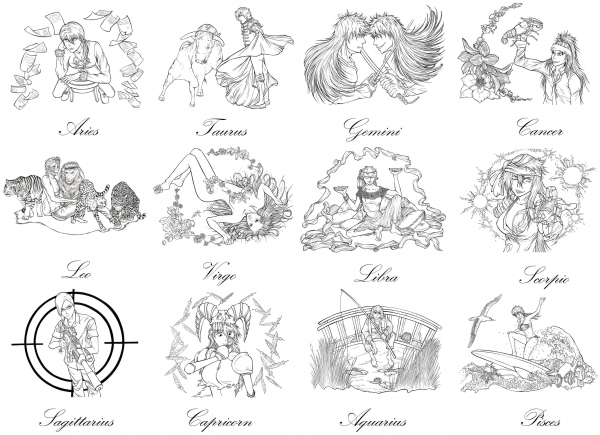 Bleach Zodiac Signs by Marvolo San coloring page - ColouringPages