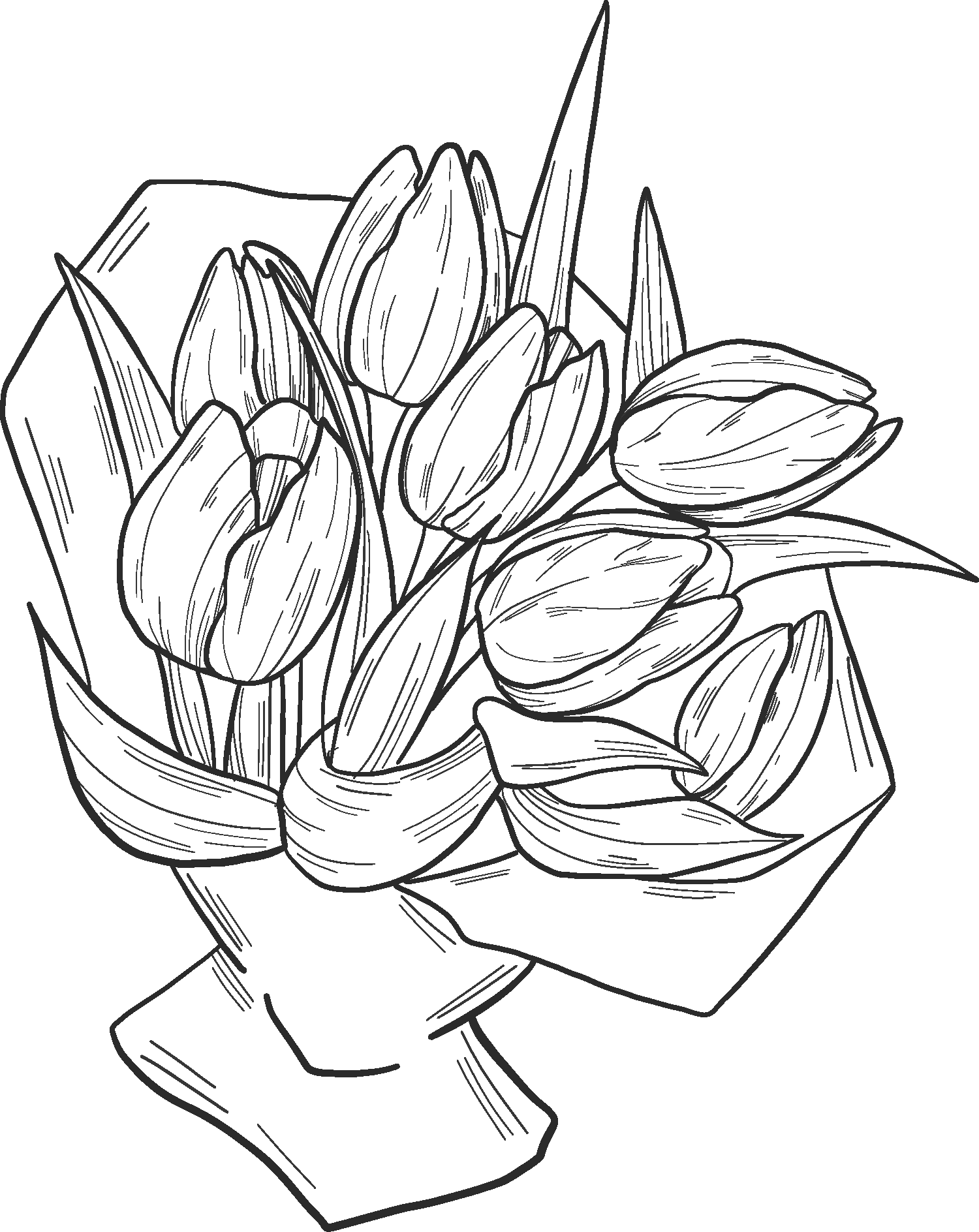 Bouquet of Tulips coloring page - ColouringPages
