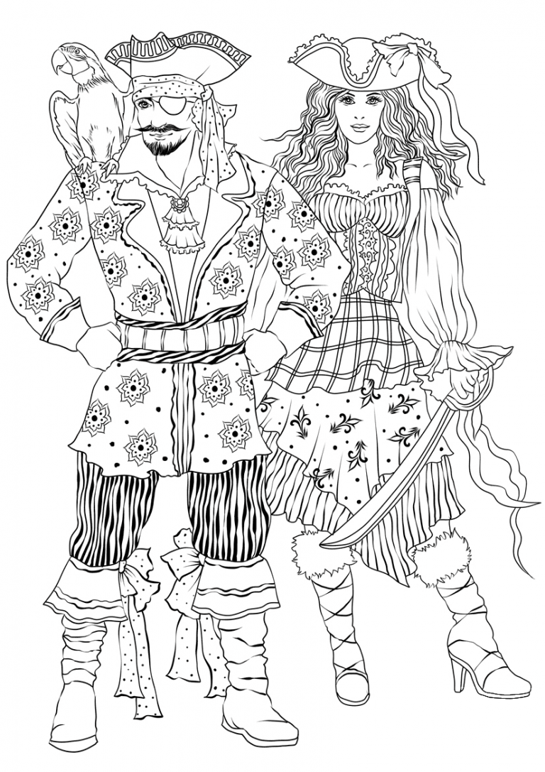 Carnival Pirate Costumes coloring page - ColouringPages