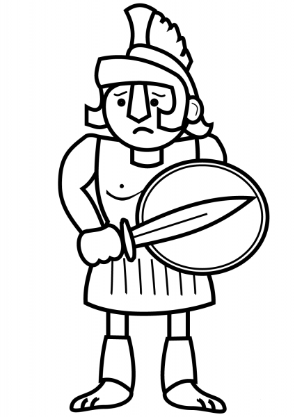 Cartoon Ancient Greek Soldier coloring page - ColouringPages