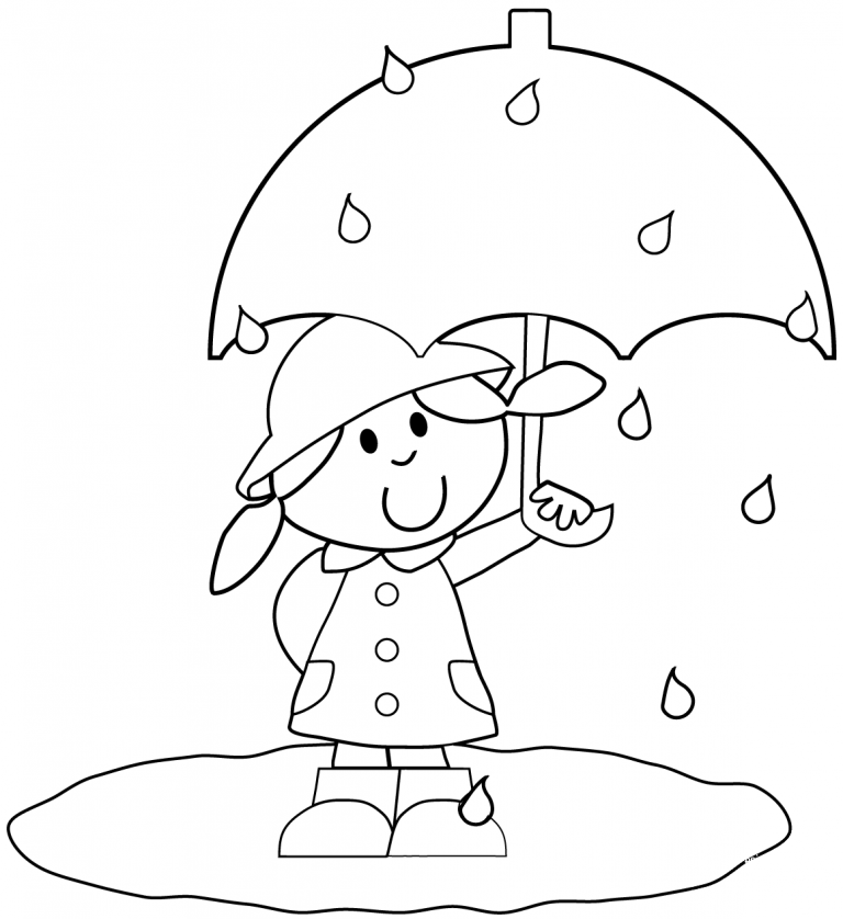 Cartoon Girl with Umbrella coloring page - ColouringPages