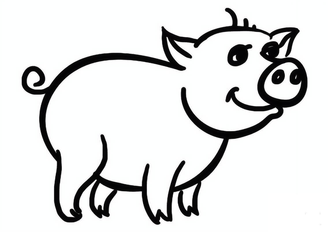 Cartoon Pig coloring page - ColouringPages