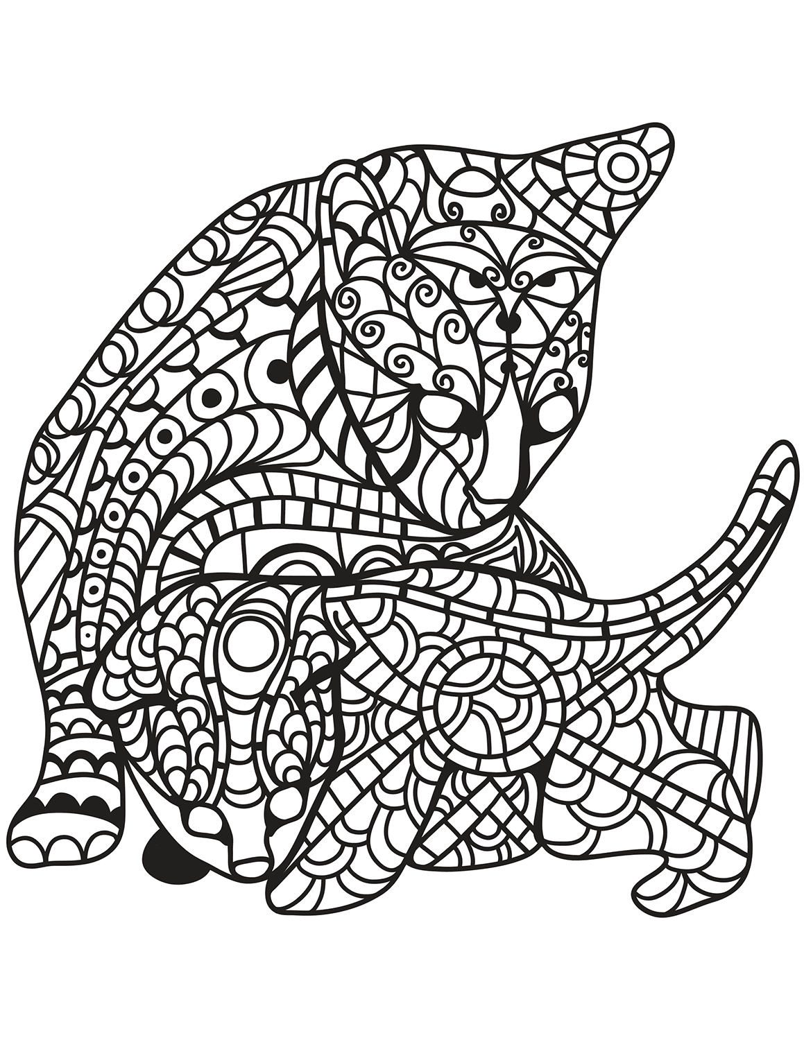 Cat and Kitten in Zentangle Style coloring page - ColouringPages