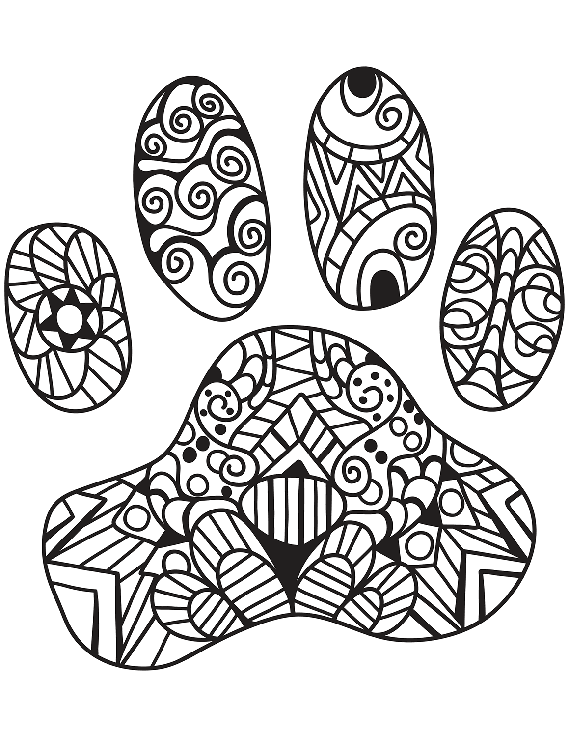 Cat Paw Print Zentangle coloring page - ColouringPages