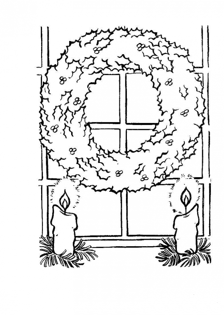 Christmas wreath with candles coloring page - ColouringPages